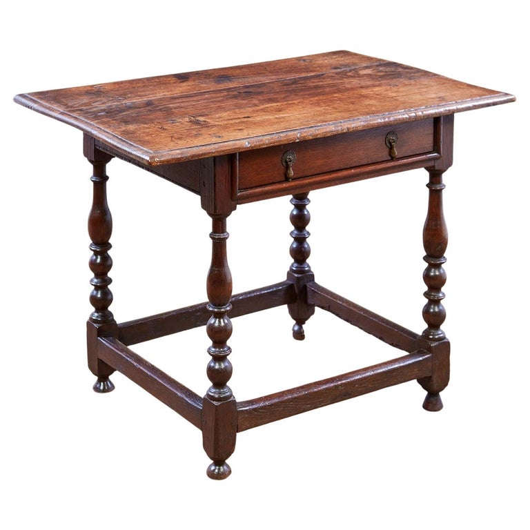 Early Oak Stretcher Base Table For Sale at 1stDibs
