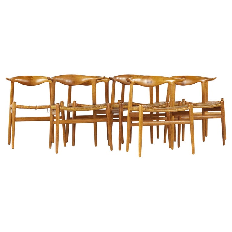 Chaises en teck corne de vache Hans Wegner Johannes Hansen MCM JH 505 d ...