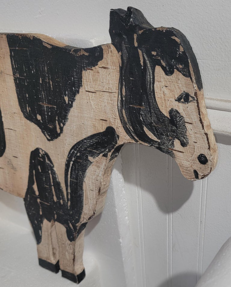 Early Original Painted Cow Hanging Sign For Sale at 1stDibs
