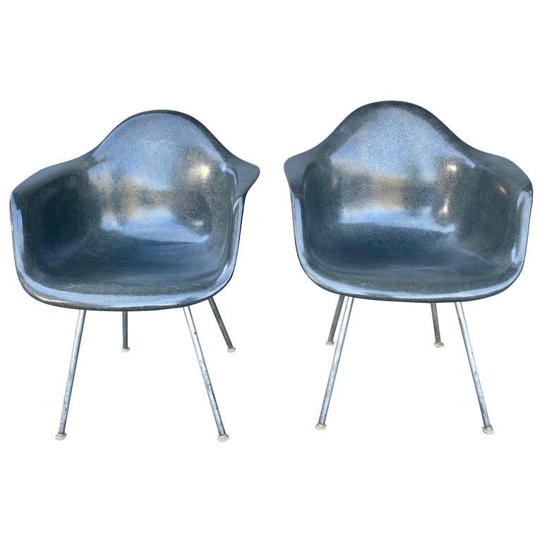 Early Pair of Charles Eames Fiberglass Arm Shell Chairs "Elephant ...
