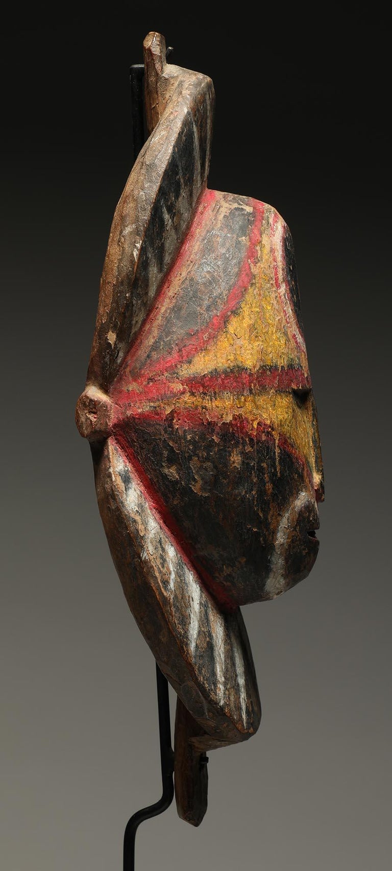 Early Papua New Guinea Sepik Wood Yam Mask Yellow Red and Black on ...
