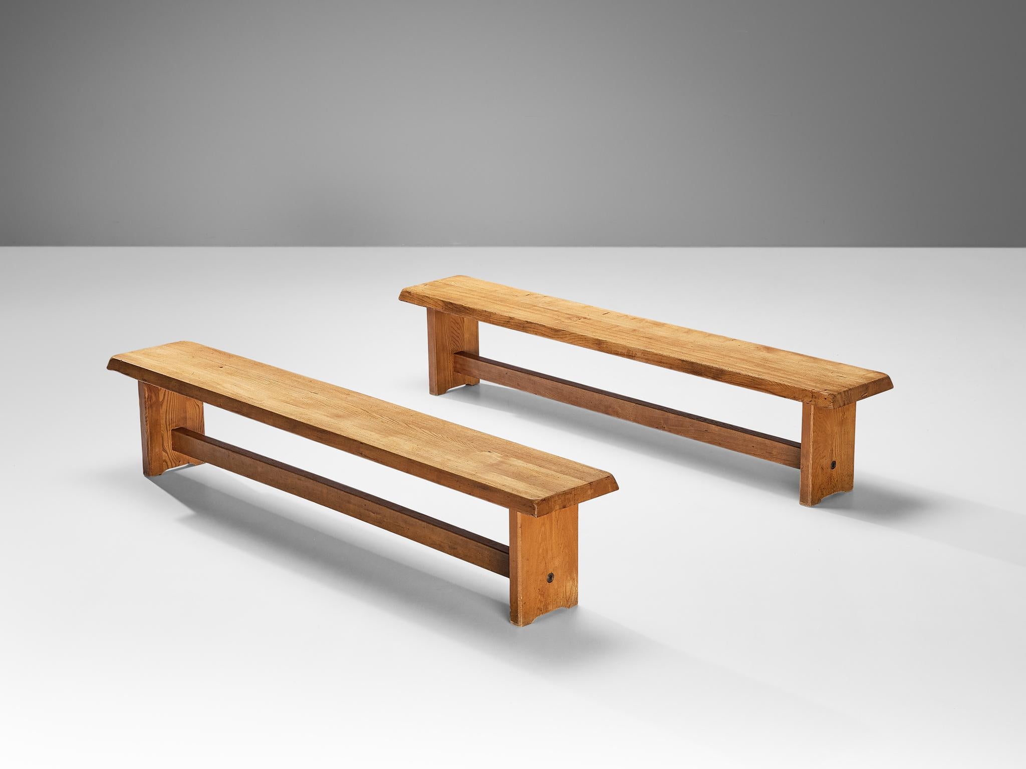 Early Pierre Chapo Benches S14D in Solid Elm For Sale at 1stDibs