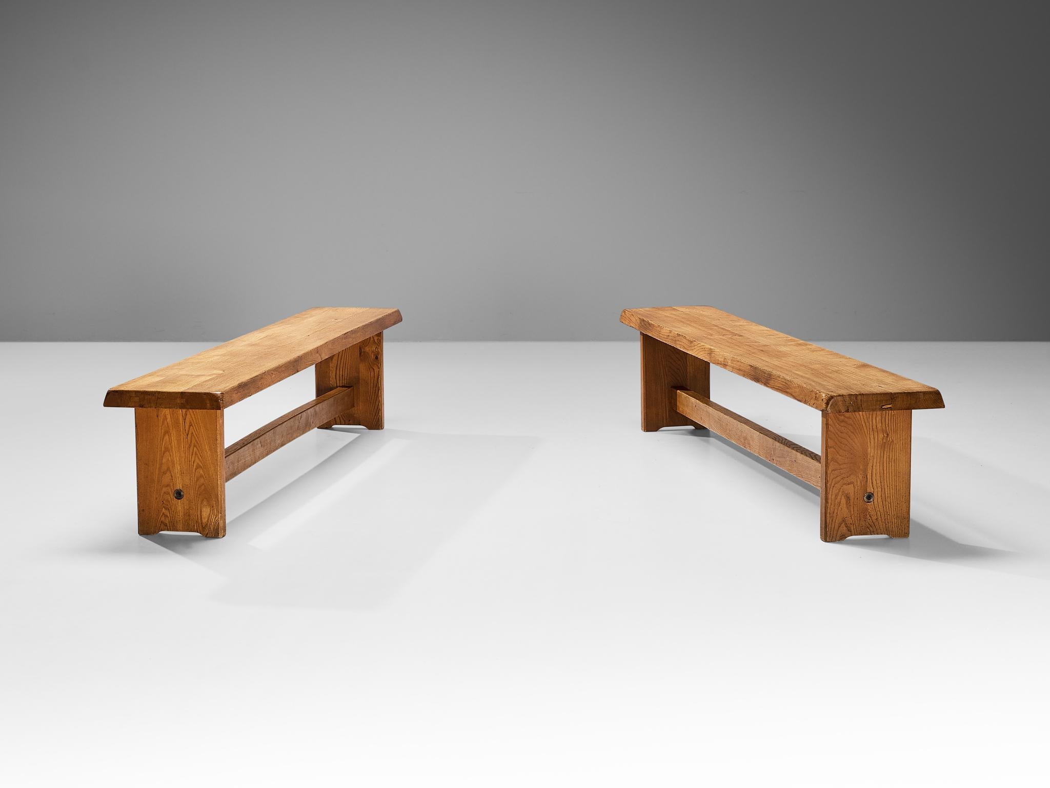 Early Pierre Chapo Benches S14D in Solid Elm For Sale at 1stDibs