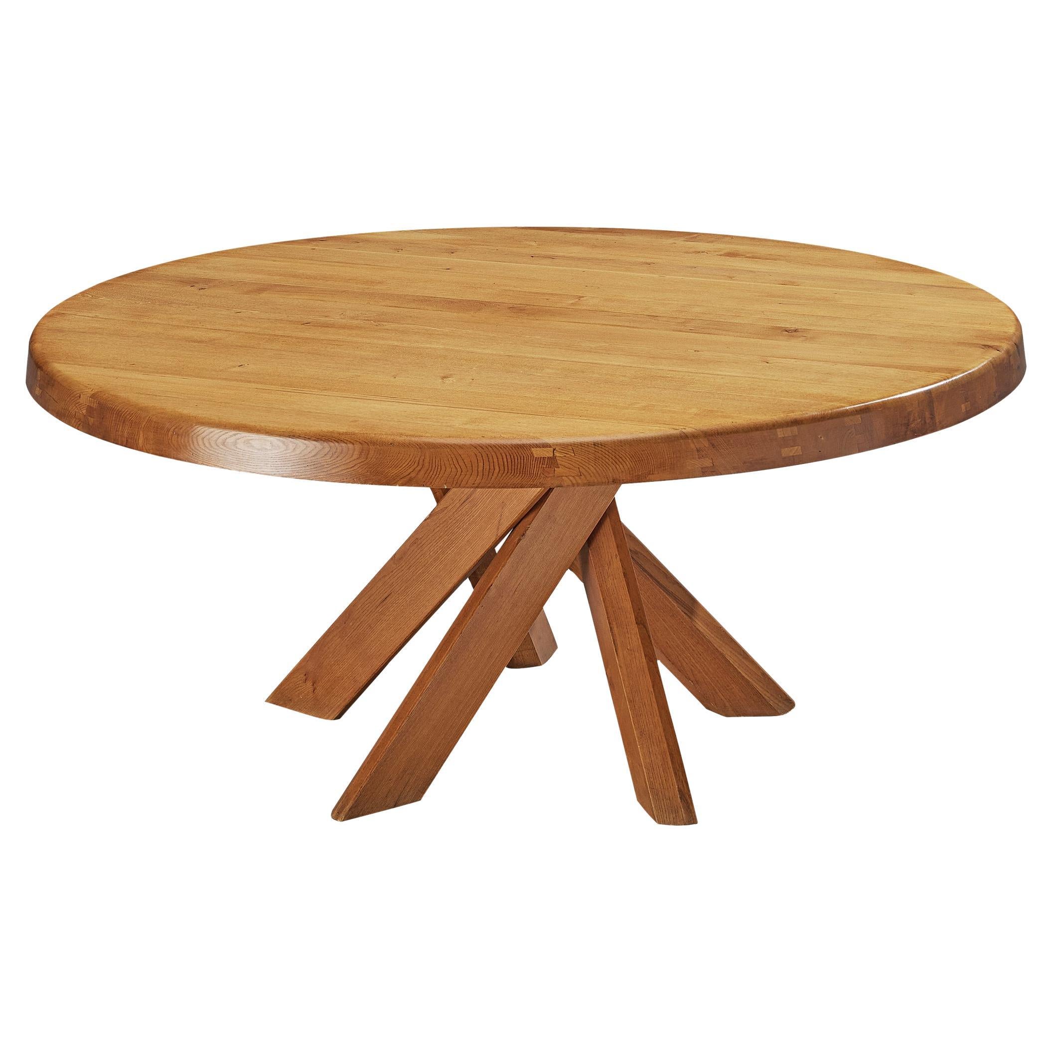 Round Dining Table in Solid Elm with Slate Inlay For Sale at 1stDibs ...
