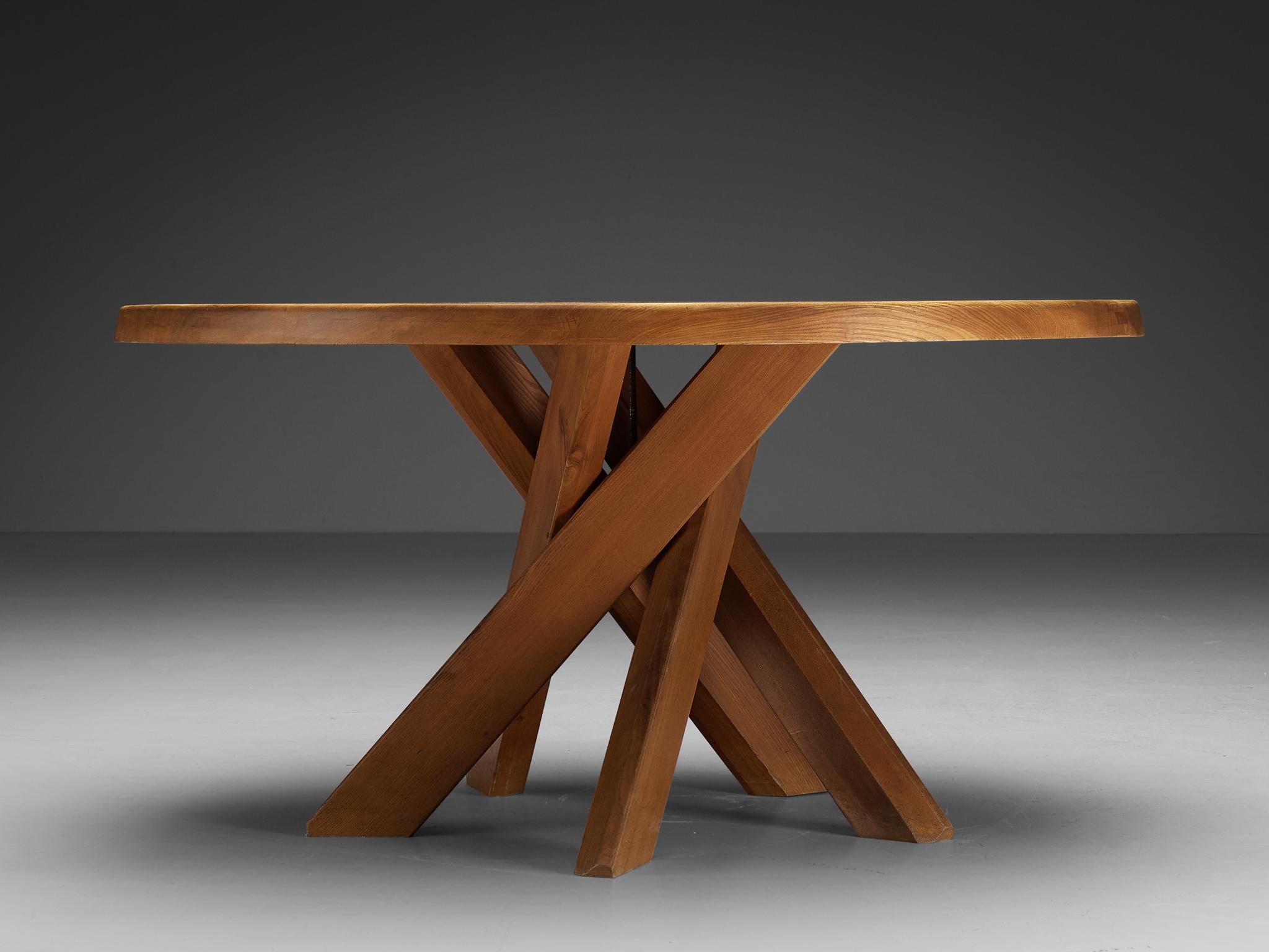 Early Pierre Chapo 'T21 D' Dining Table and Afra and Tobia Scarpa Chairs For Sale at 1stDibs