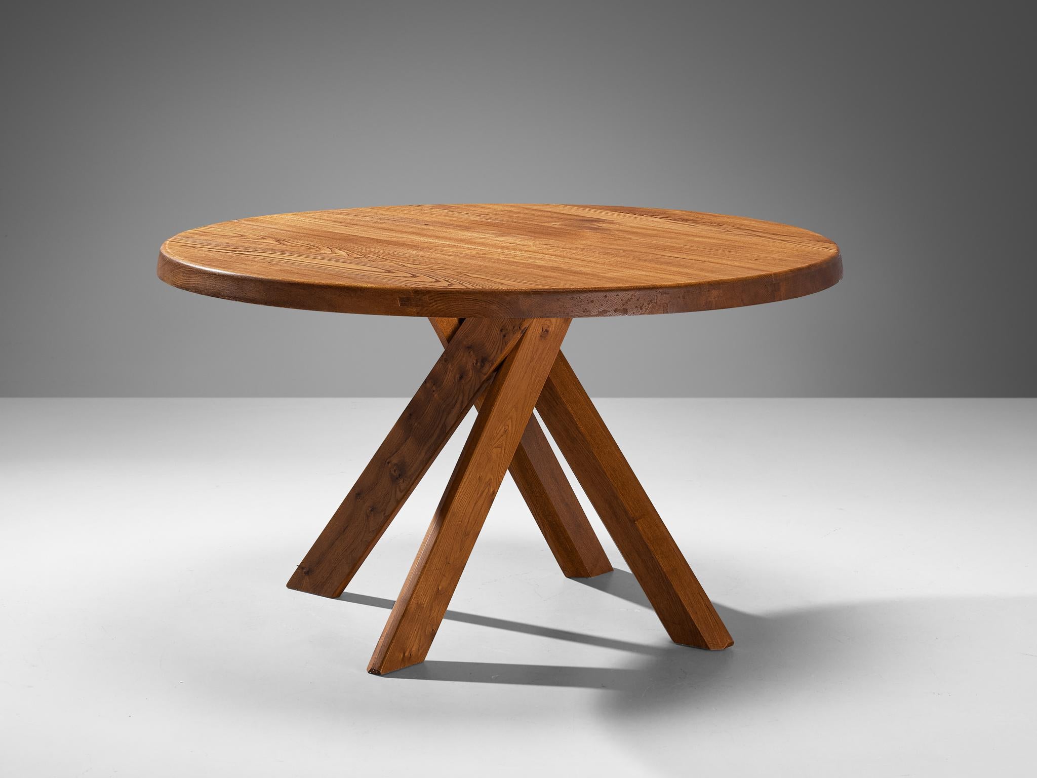 Early Pierre Chapo 'T21C' Dining Table in Solid Elm For Sale at 1stDibs