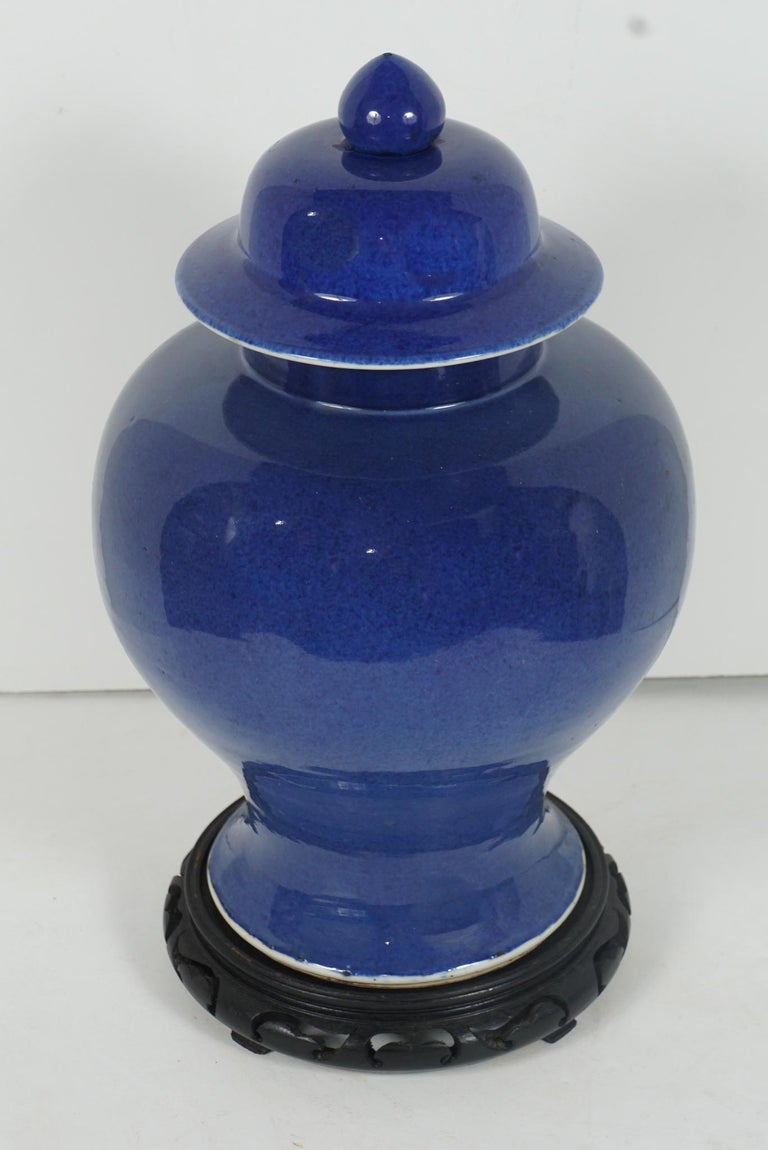 Early Qing Dynasty Chinese Powder Blue Glazed Giner Jar and Cover For ...