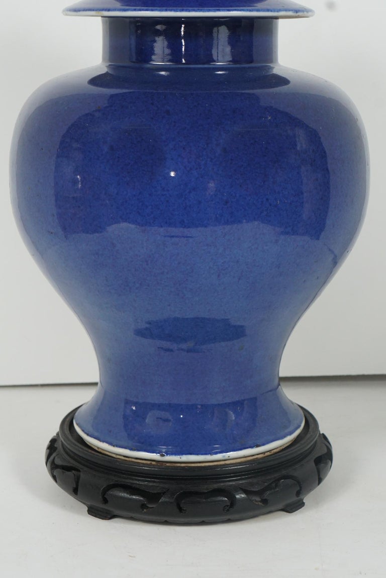 Early Qing Dynasty Chinese Powder Blue Glazed Giner Jar and Cover For ...