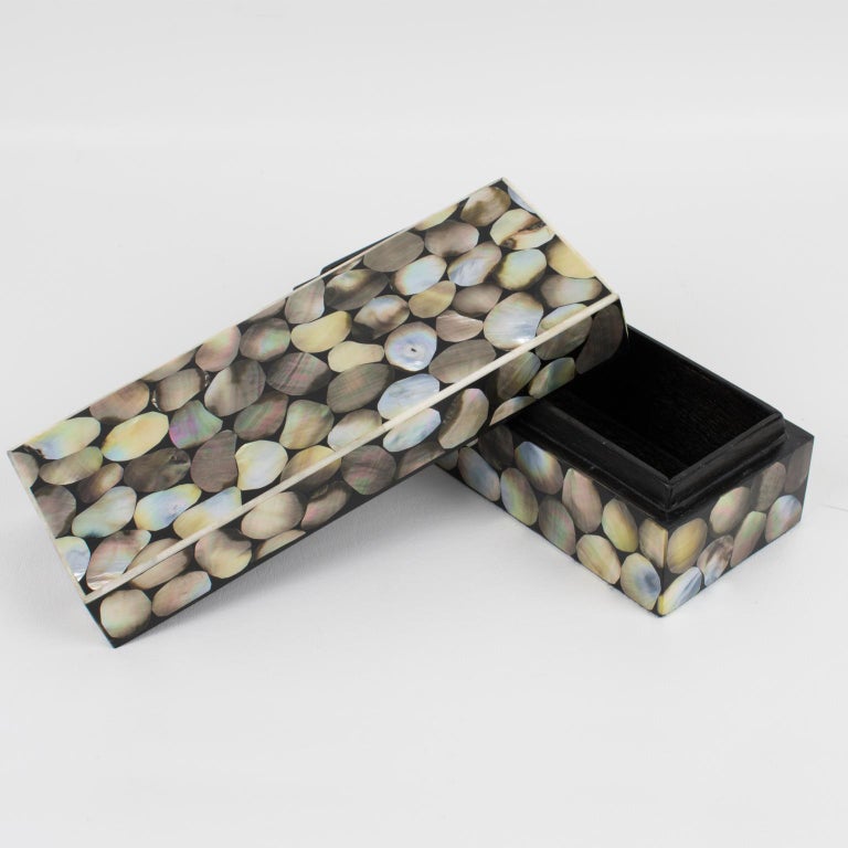 Early R and Y Augousti Paris Seashell Marquetry Box For Sale at 1stDibs