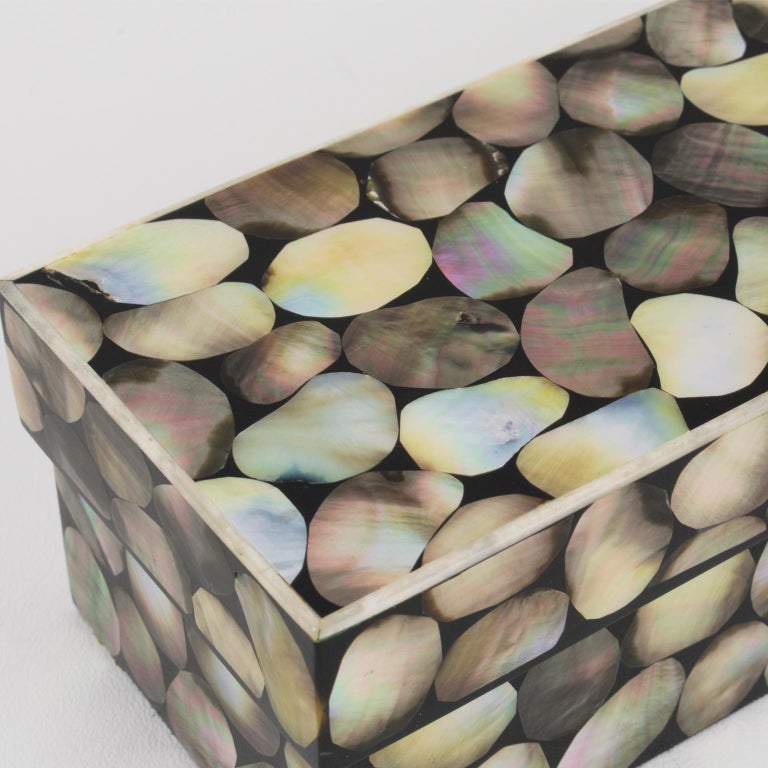 Early R and Y Augousti Paris Seashell Marquetry Box For Sale at 1stDibs