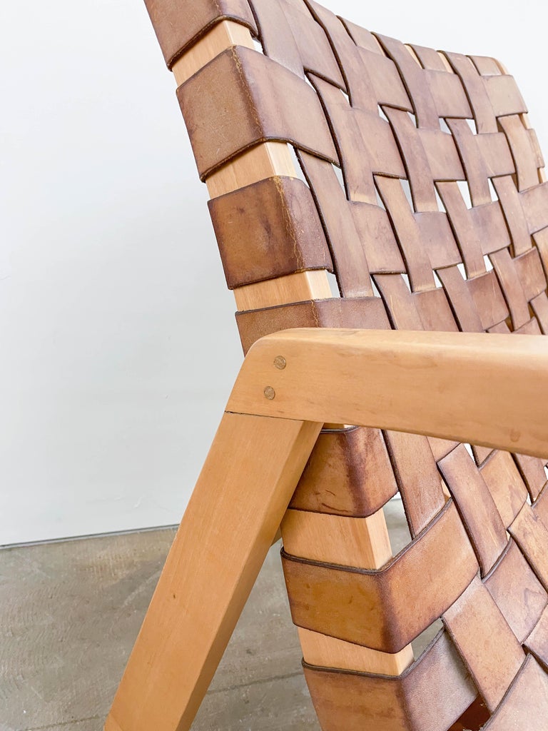 Early Ralph Rapson Rocker with Leather Webbing For Sale at 1stDibs