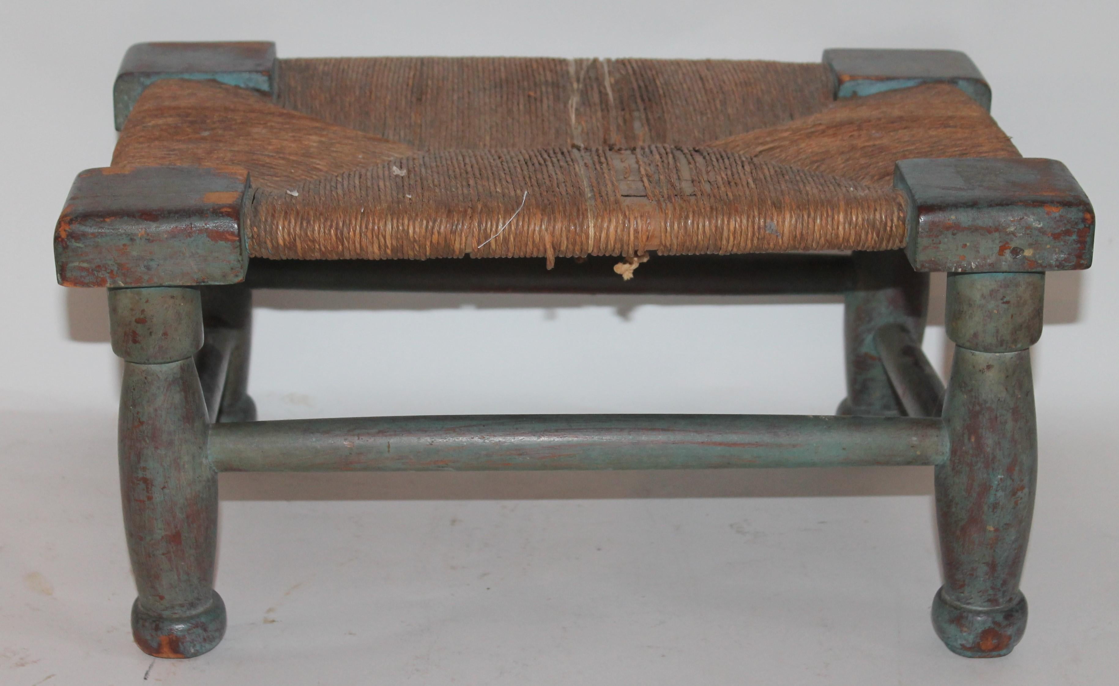 Early and Rare N.E. 18th Century Original Blue Painted Queen Anne Foot ...