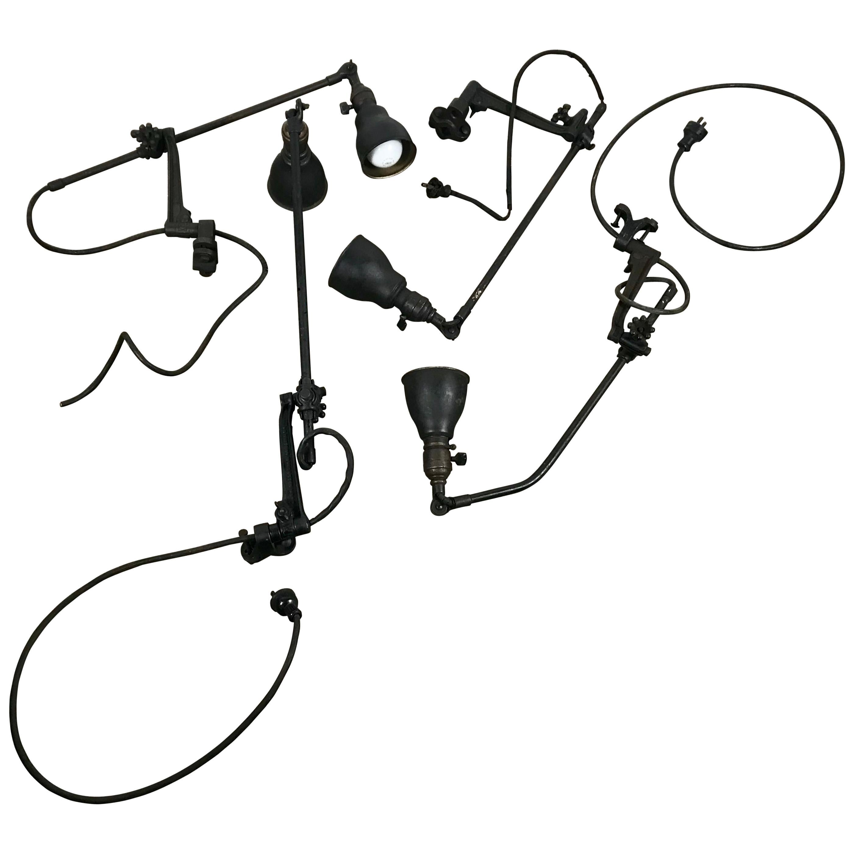 Early Set of 4 Matching Industrial Factory Task Lights by O.C White at ...