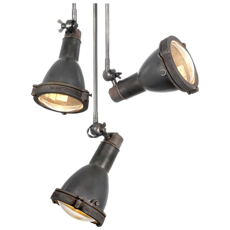 Early Spun Copper and Cast Brass Articulated Spot Light For Sale at ...