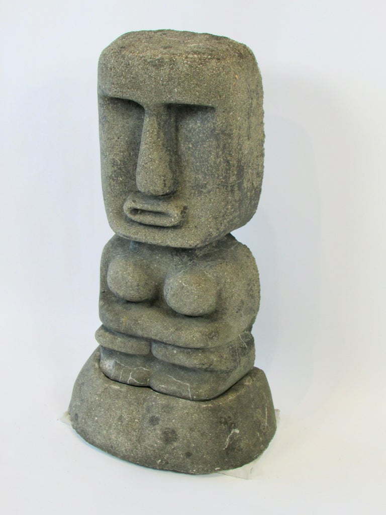 Early Stone Tiki Garden Statue on Base at 1stDibs | stone tiki statues