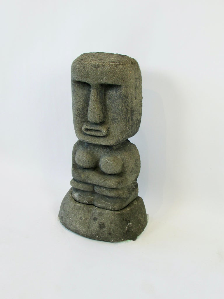 Early Stone Tiki Garden Statue on Base at 1stDibs | stone tiki statues