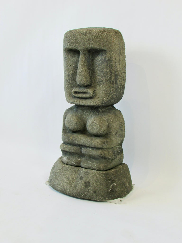 Early Stone Tiki Garden Statue on Base at 1stDibs | stone tiki statues