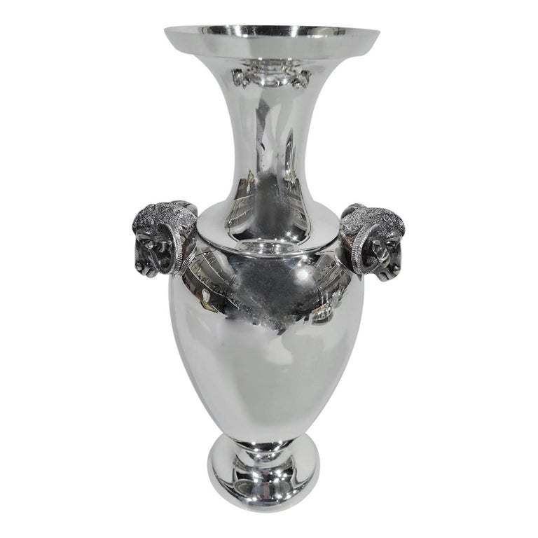 Early Tiffany Greek Revival Sterling Silver Ram’s Head Amphora Vase For ...