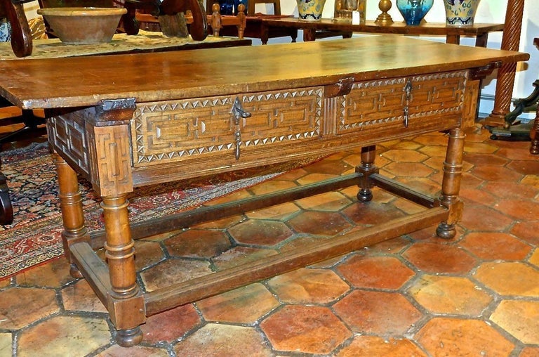 Early to Mid 17th Century Two-Drawer Spanish Library Table, Walnut and ...
