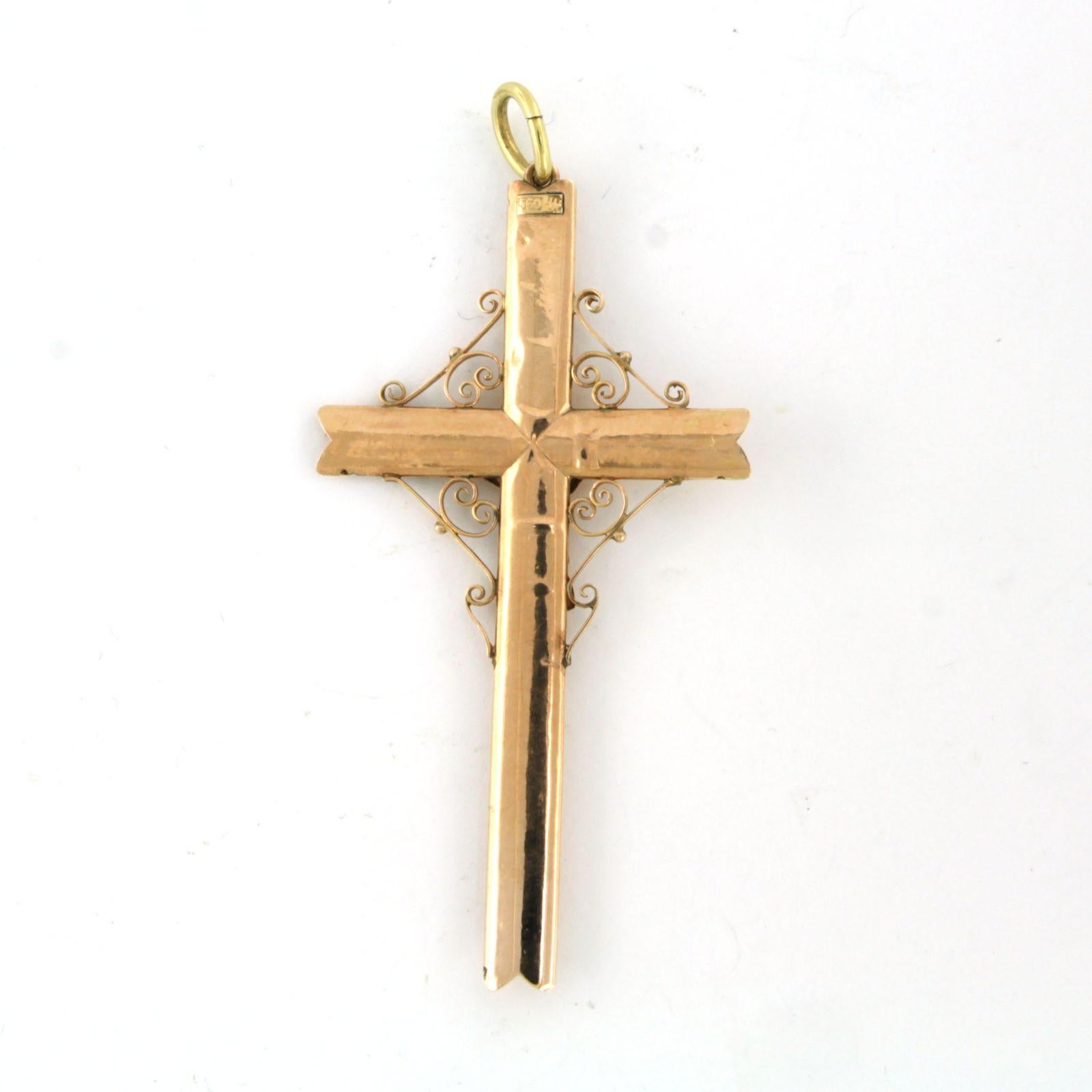 Early Victorian 14k Pink Gold Cross Pendant with Jesus, Circa 1880 For ...