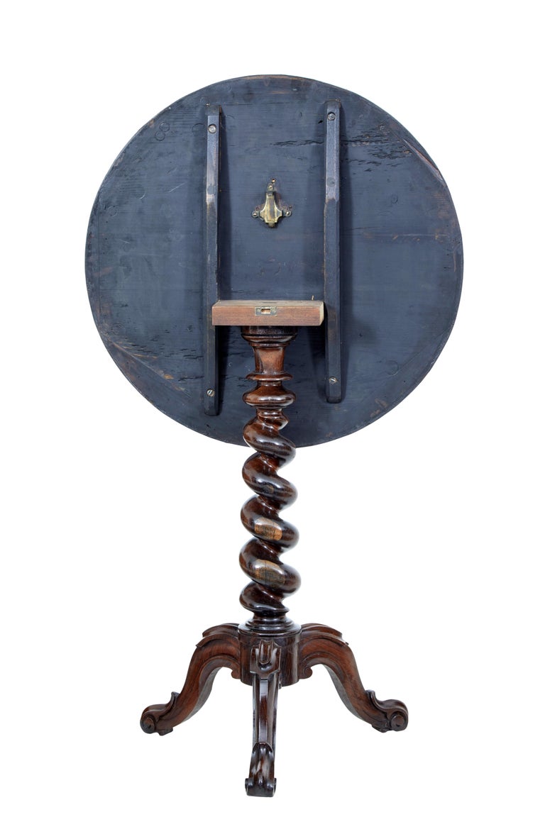 Early Victorian 19th Century Walnut Inlaid Tilt Top Occasional Table ...