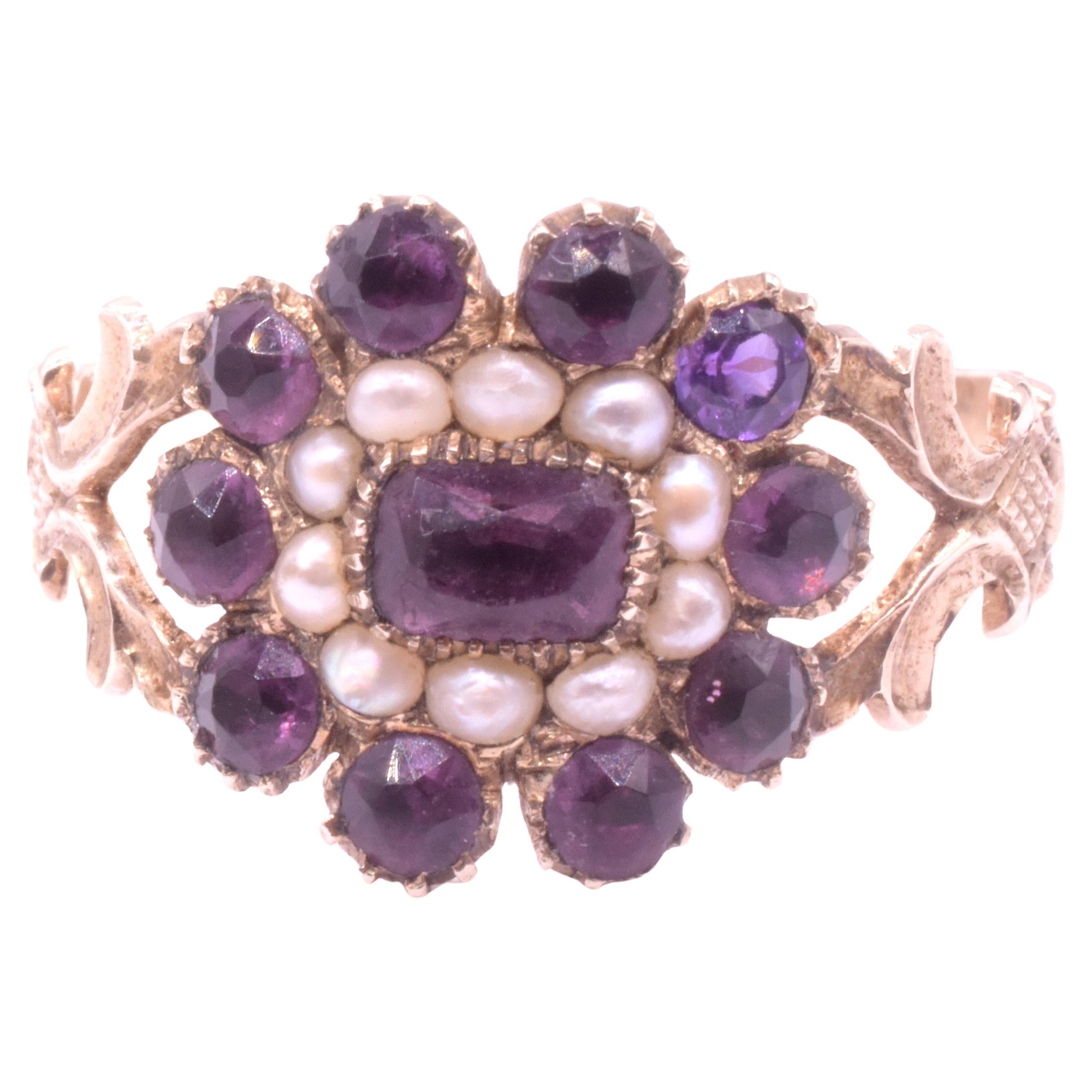 Early Victorian Pearl and Ruby Cluster Ring For Sale at 1stDibs | pearl ...