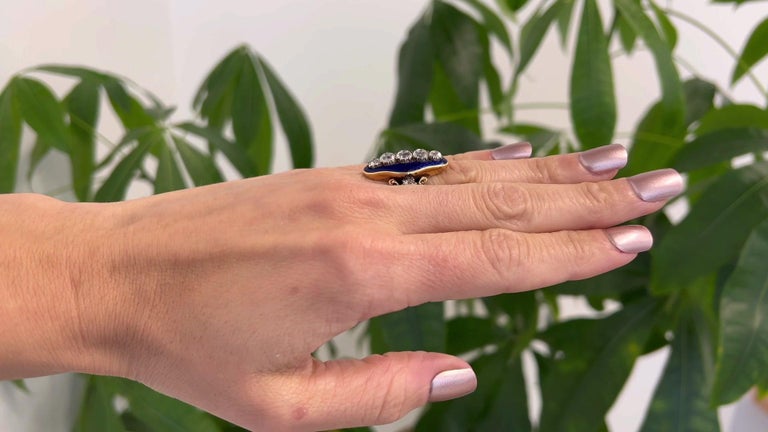 Early Victorian Diamond Guilloche Enamel 18 Karat Gold Ring For Sale at ...