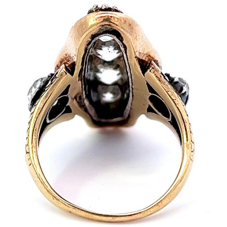 Early Victorian Diamond Guilloche Enamel 18 Karat Gold Ring For Sale at ...