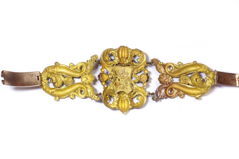 Early Victorian French Pinchbeck Bracelet Multicolored Gilded Metal For ...