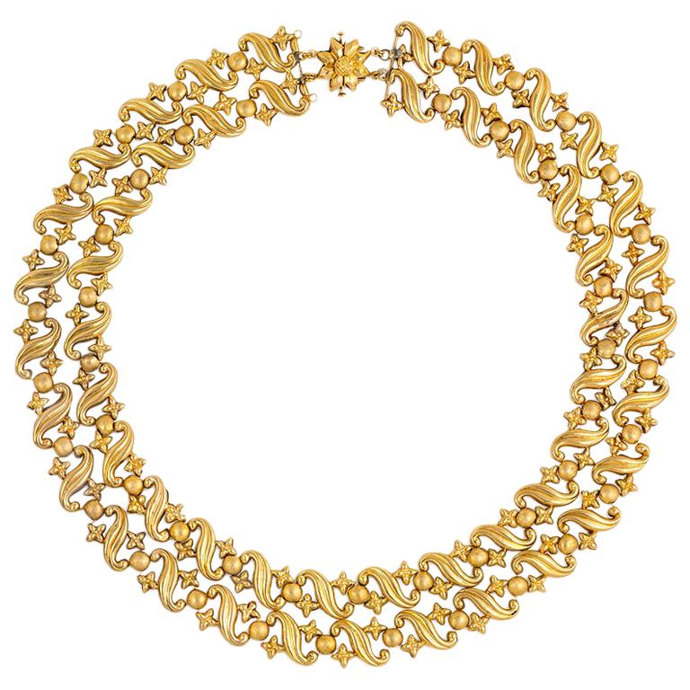 A Victorian Scroll Design Diamond Necklace For Sale at 1stDibs