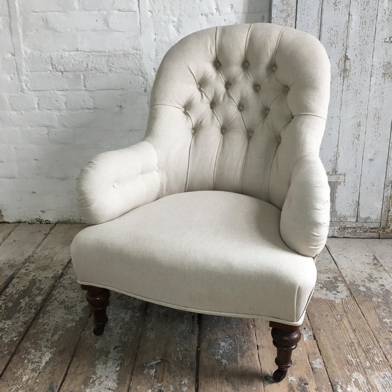 Early Victorian Iron Frame Button Back Chair at 1stDibs