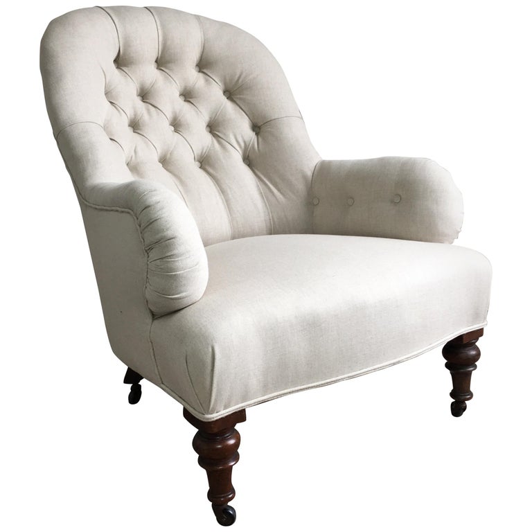 Early Victorian Iron Frame Button Back Chair at 1stDibs