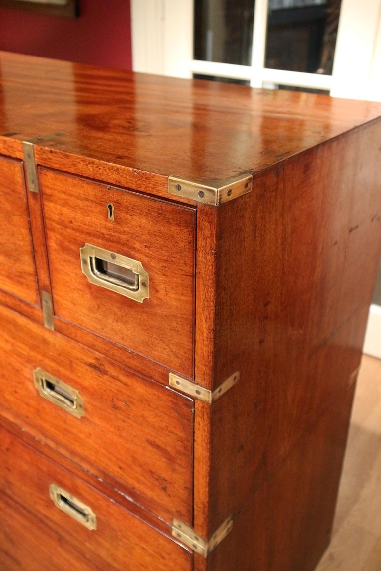 Early Victorian Mahogany Campaign Chest with Secretary Drawer at 1stDibs