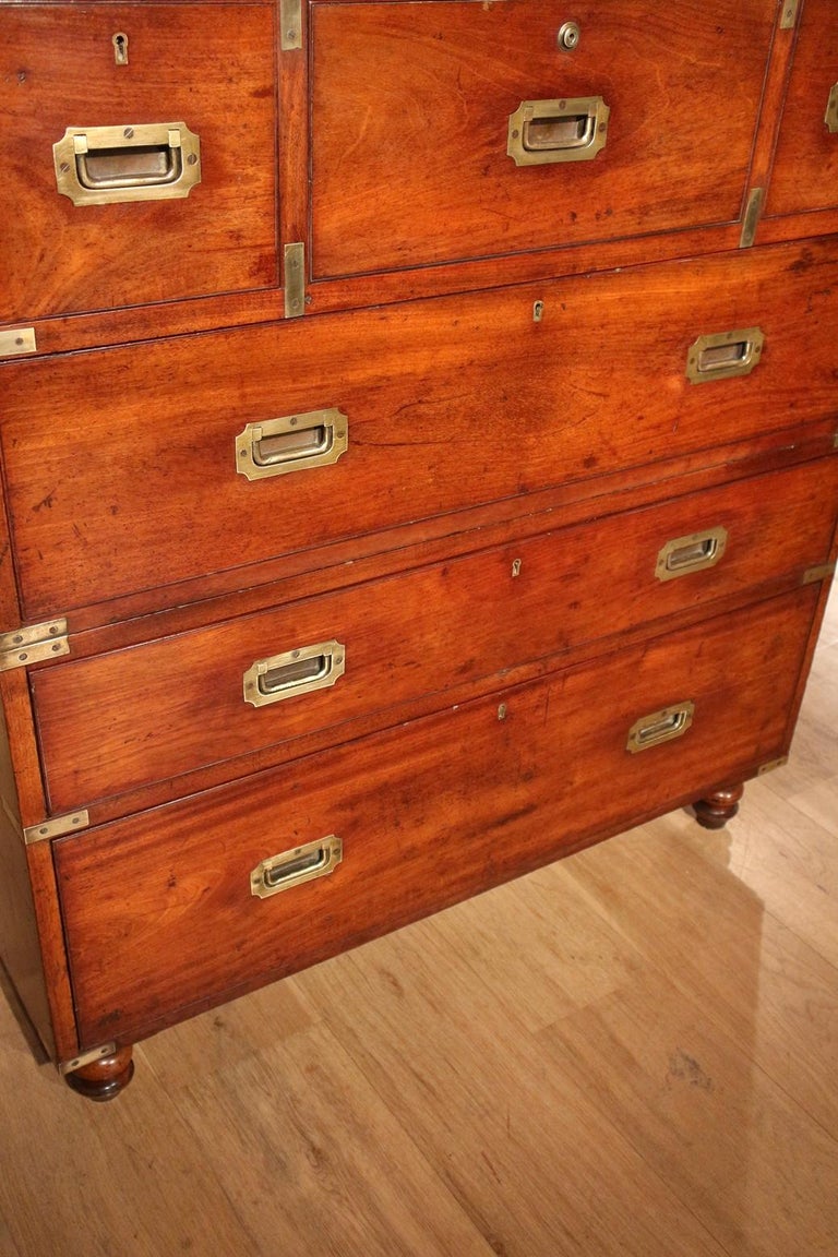 Early Victorian Mahogany Campaign Chest with Secretary Drawer at 1stDibs