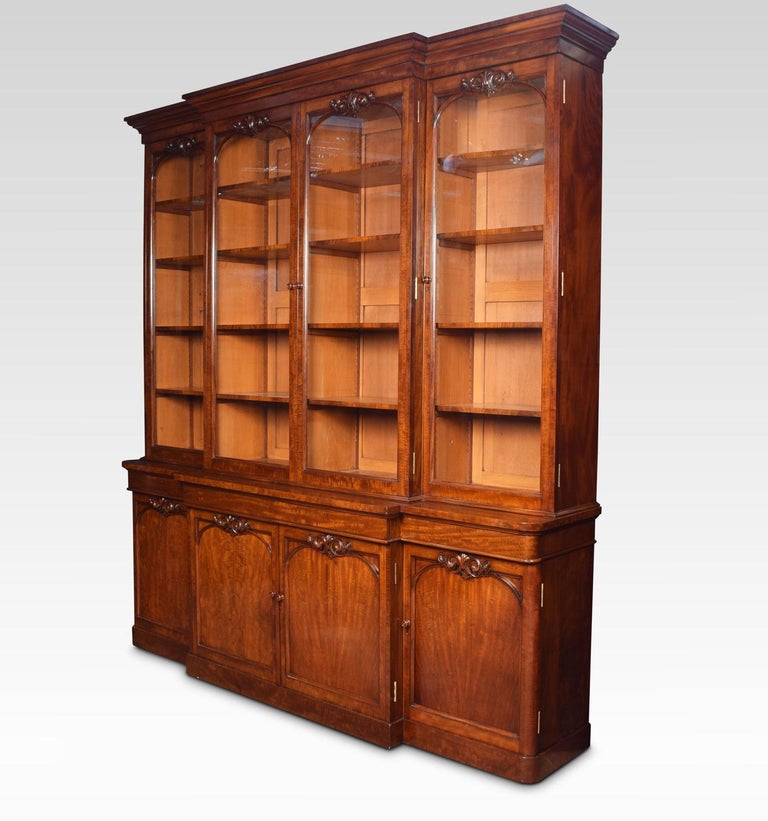 Early Victorian Mahogany Library Breakfront Secretaire Bookcase at 1stDibs