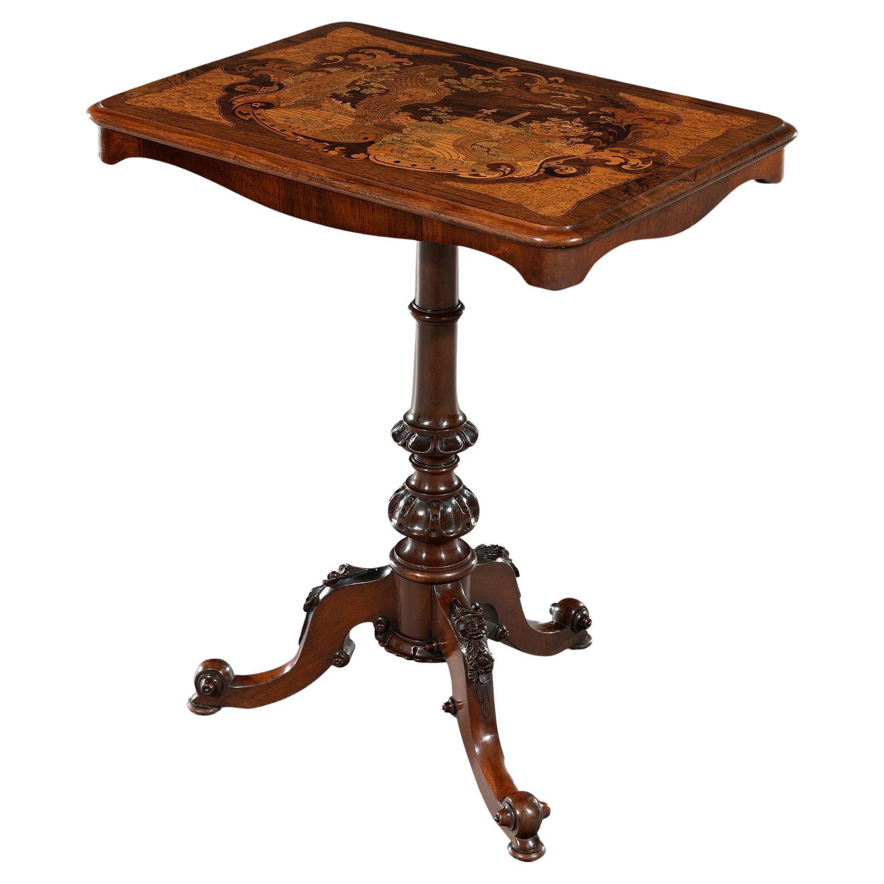 Large Victorian Marquetry Center Table For Sale at 1stDibs