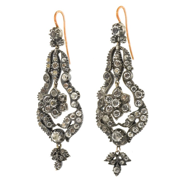 Early Victorian Paste Earrings in Silver over Gold, circa 1840s For ...
