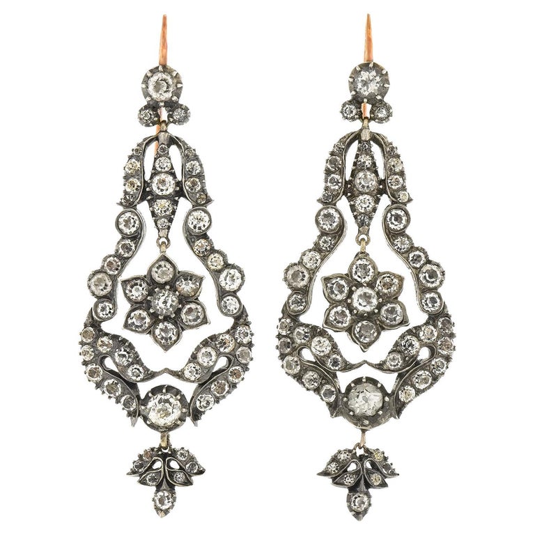 Early Victorian Paste Earrings in Silver over Gold, circa 1840s For ...