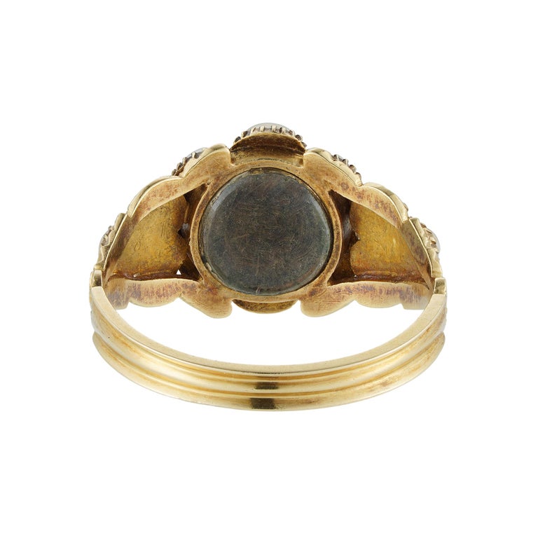 Early Victorian Pearl and Ruby Cluster Ring For Sale at 1stDibs