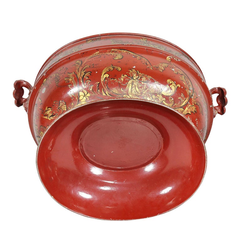 Early Victorian Red Tole Ware Coal Scuttle For Sale at 1stDibs