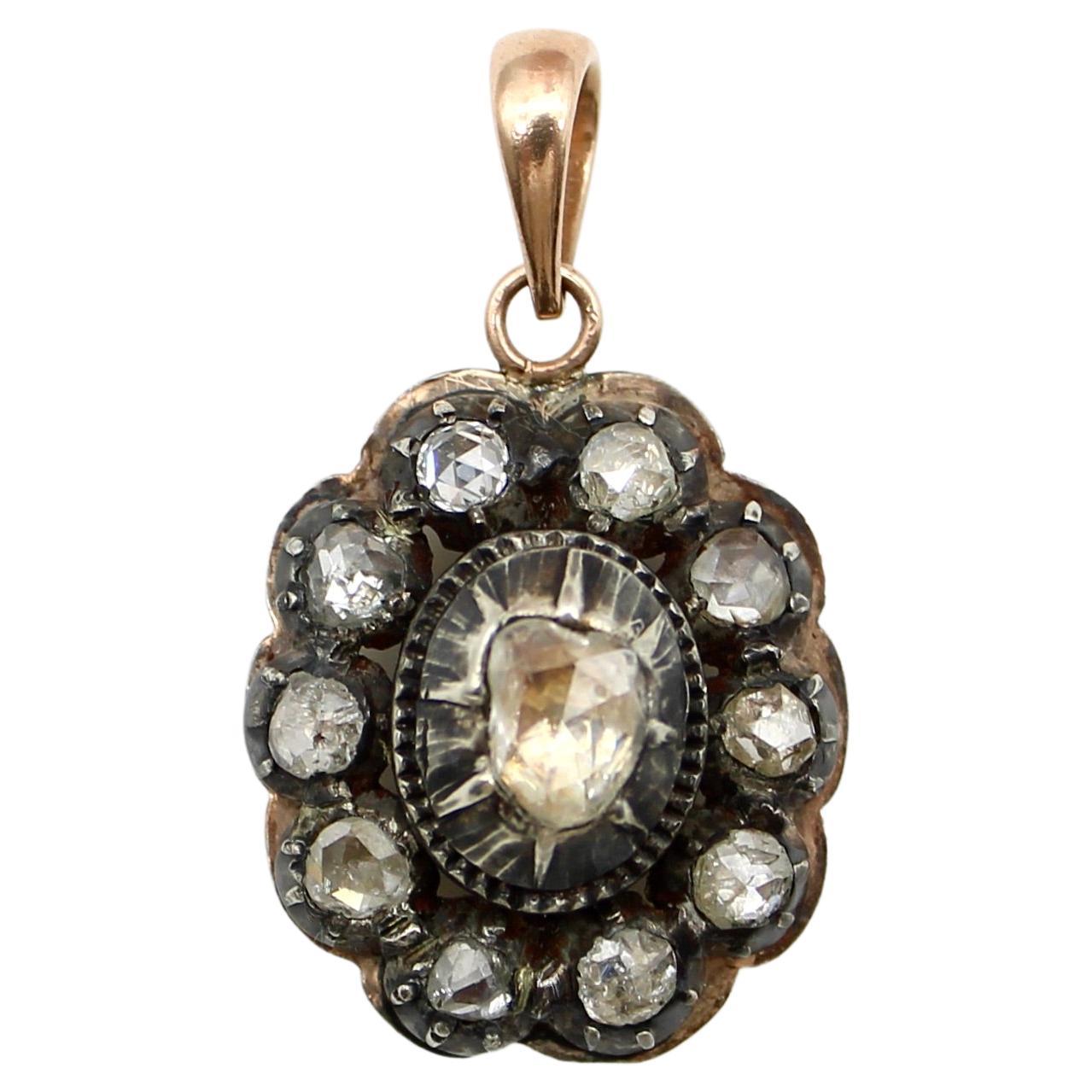 Antique 18th Century Georgian Rose Cut Diamond 14K Rose Gold Trilobed ...