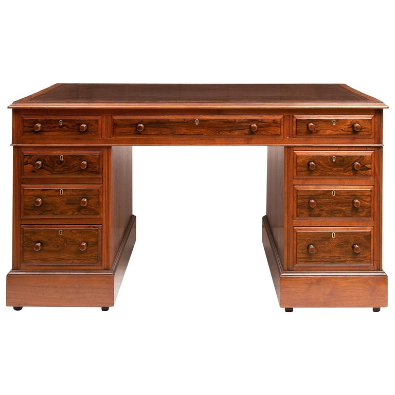Early Victorian Rosewood Pedestal Writing Desk, circa 1840 at 1stDibs