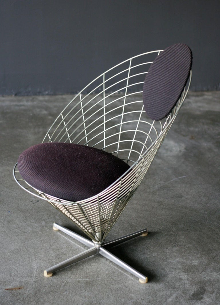 Early Wire Cone Lounge Chair by Verner Panton at 1stDibs | wire cone chair