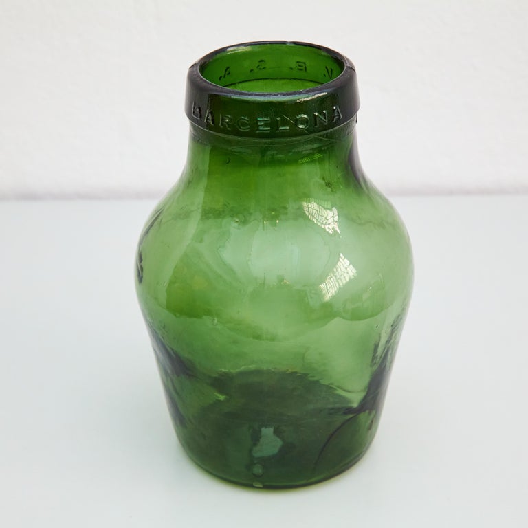 Early 20th Centry Spanish Glass Bottle Vase, circa 1940 For Sale at 1stDibs