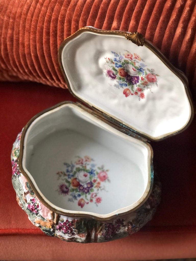 Early XXth Century Antique Italian Porcelain Box Capodimonte Richly ...