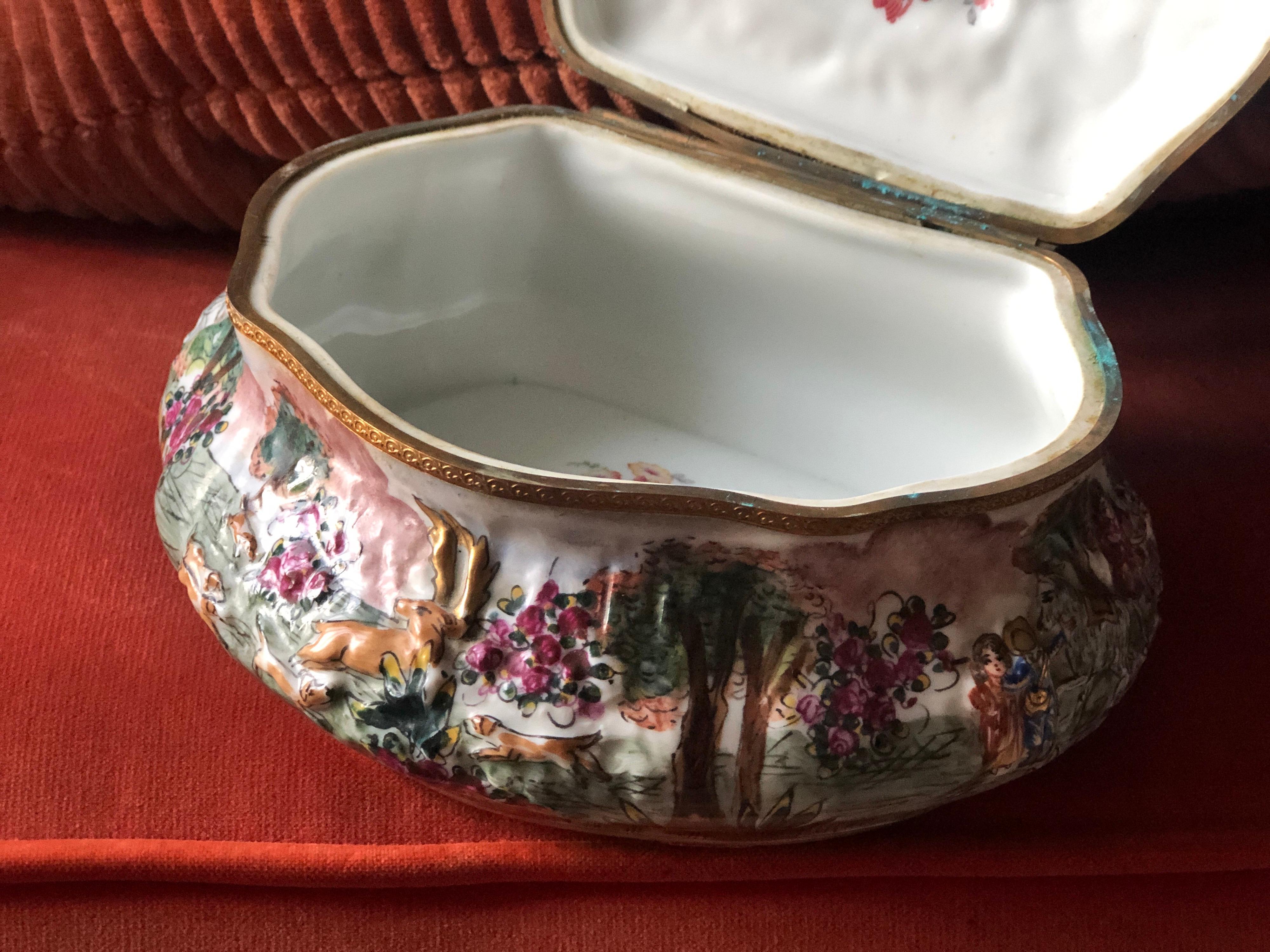 Early XXth Century Antique Italian Porcelain Box Capodimonte Richly ...