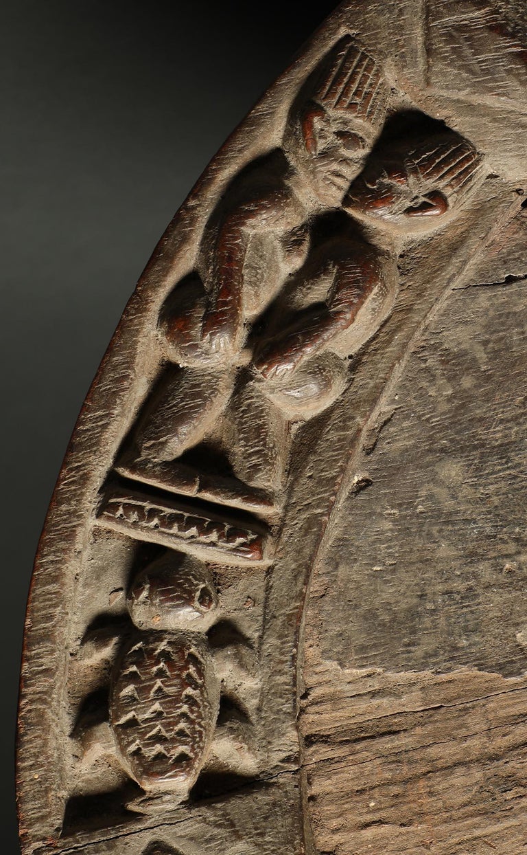 Early Yoruba Wood Circular Divination Board Face and Figures, Early ...