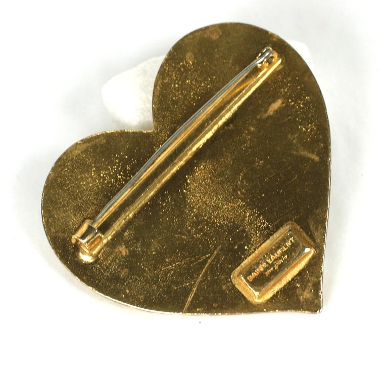 Early Yves Saint Laurent Heart Brooch For Sale at 1stDibs