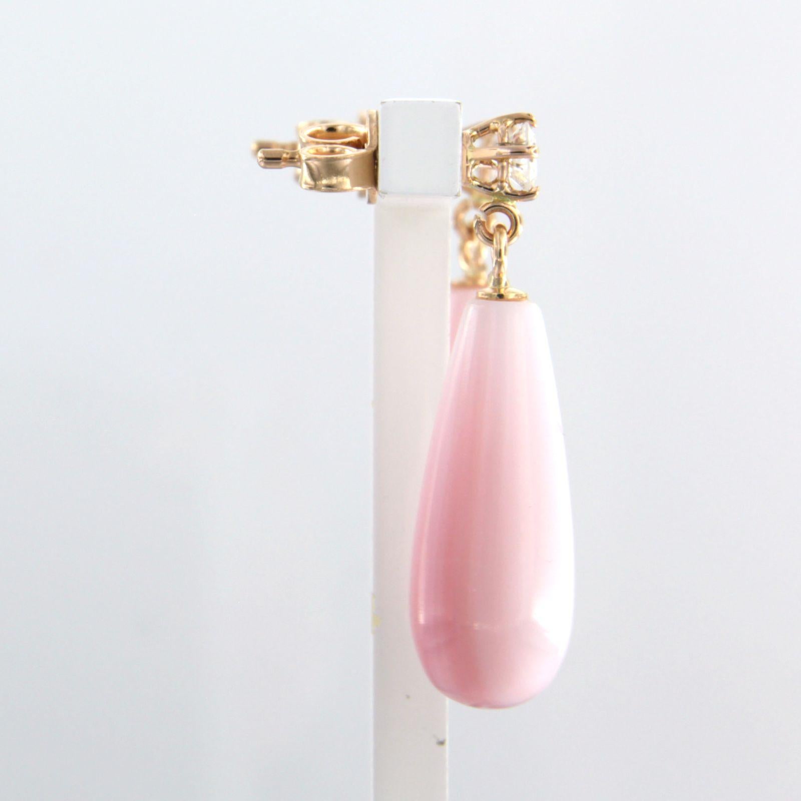 Earring with agate and diamonds 18k pink gold For Sale at 1stDibs