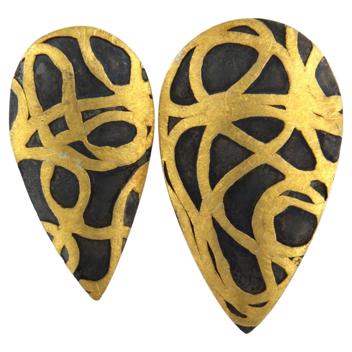 Earrings 18k gold and 835 silver For Sale at 1stDibs